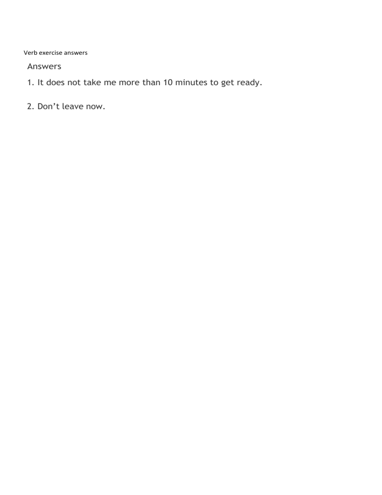 Verb Exercise Answers