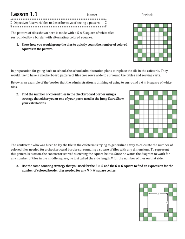 Integrated math 1 unit 1 lesson 1 editable Lesson Integrated math 1 unit 1 lesson 1 editable Lesson