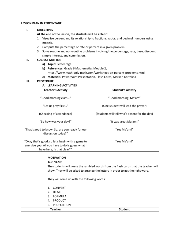 Detailed Lesson Plan