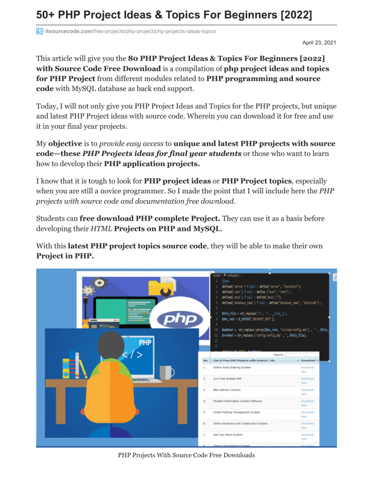 50 PHP Project Ideas Topics For Beginners 2022 