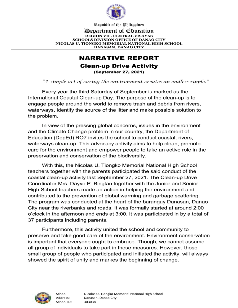 NARRATIVE REPORT