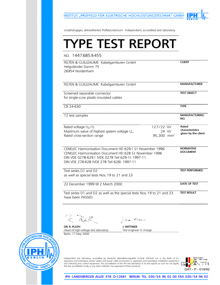 Type Test Report CB24 630