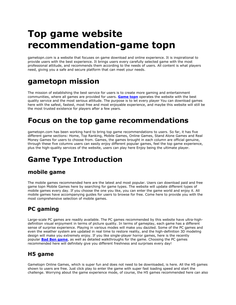 Top Game Website Recommendation top-game-website-recommendation