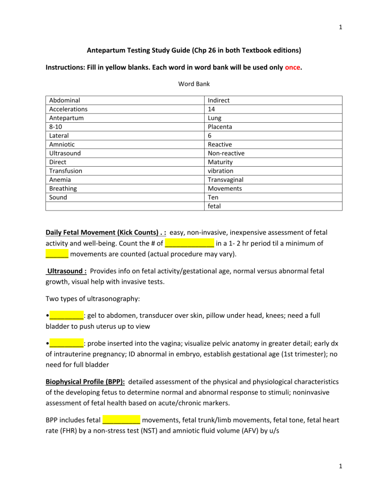 Antepartum Testing Worksheet Study Guide 2022 1 Antepartum Testing Worksheet Study Guide 2022 1