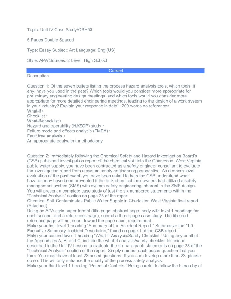 Case Study Chemical Spill Safety Management Systems