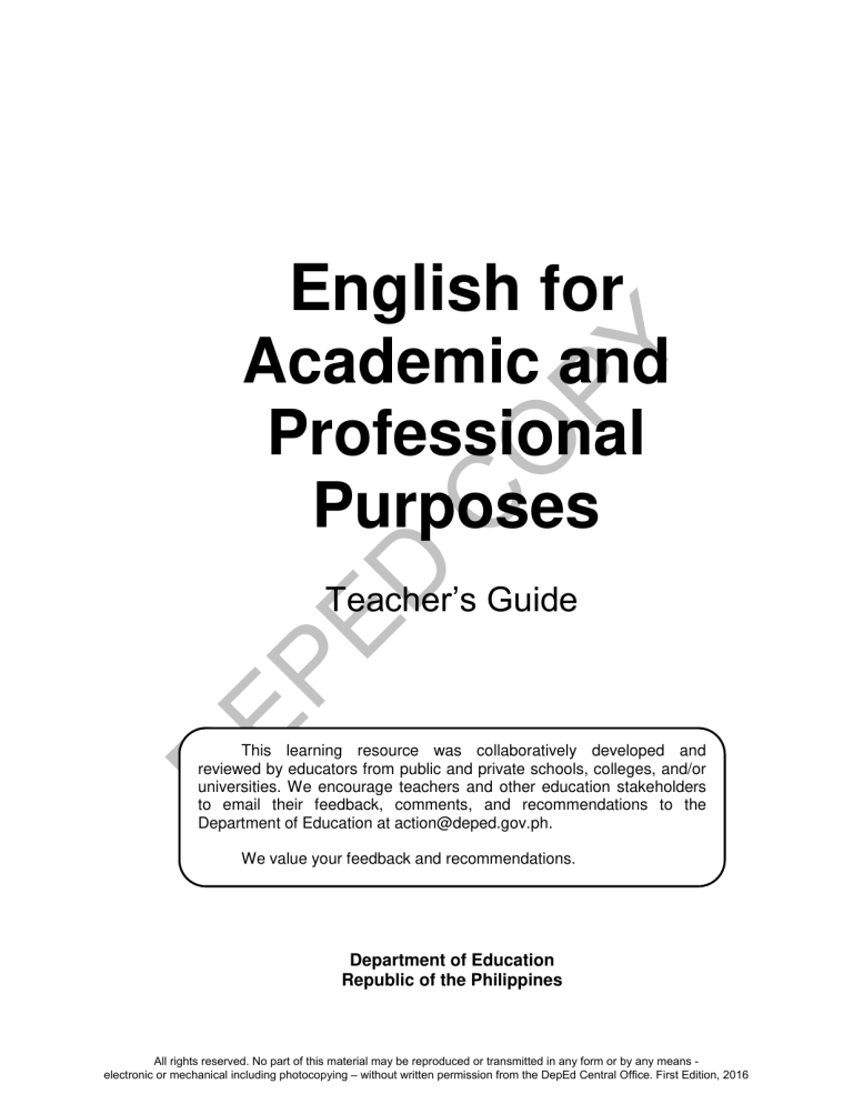 English For Academic And Professional Purposes