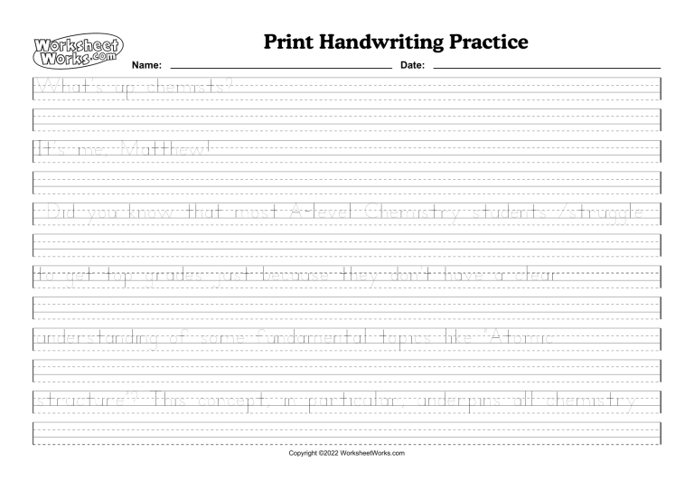 WorksheetWorks Print Handwriting Practice 1
