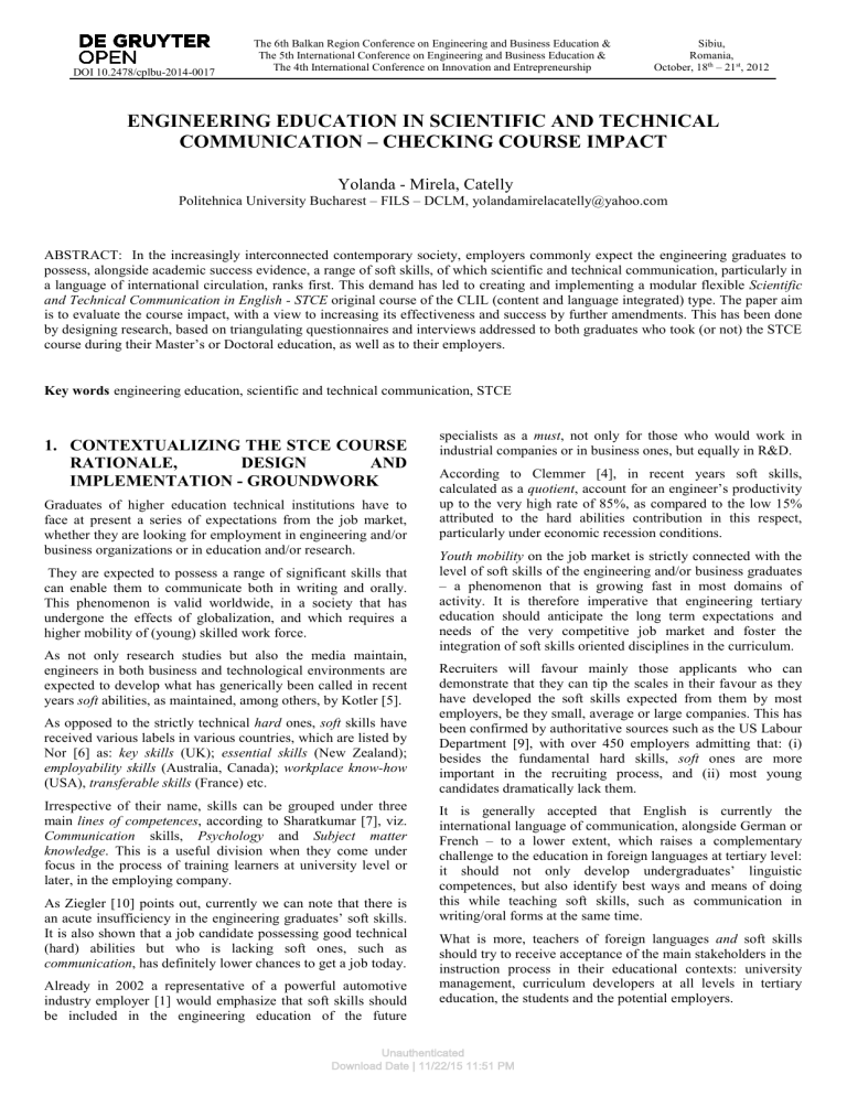 Education In Scientific And Technical
