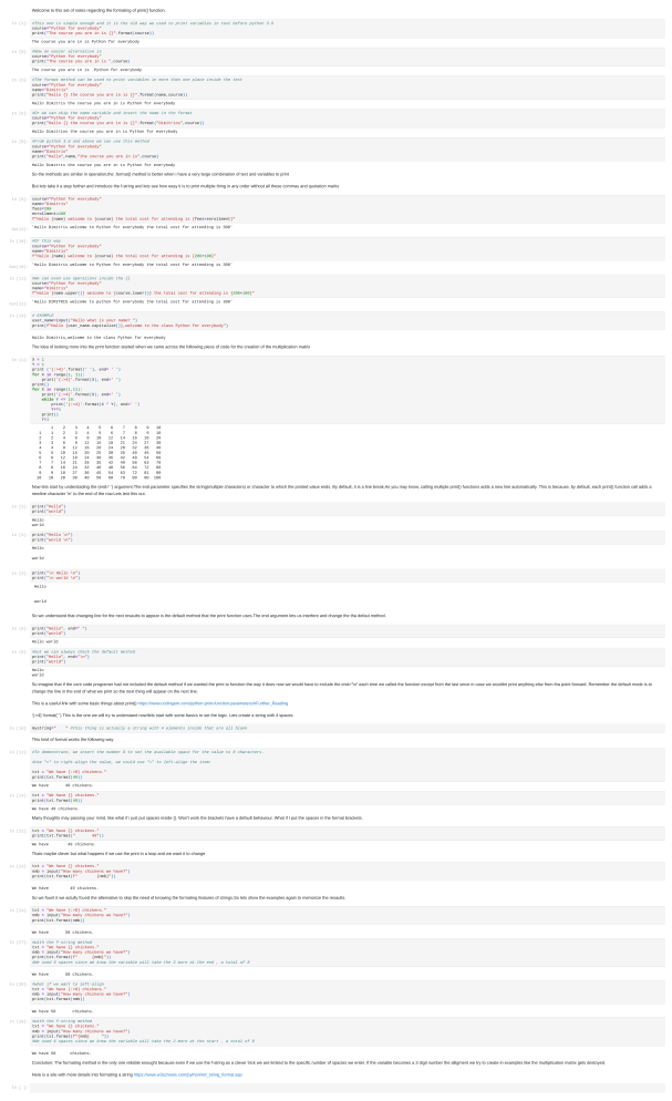 Print Function Notes
