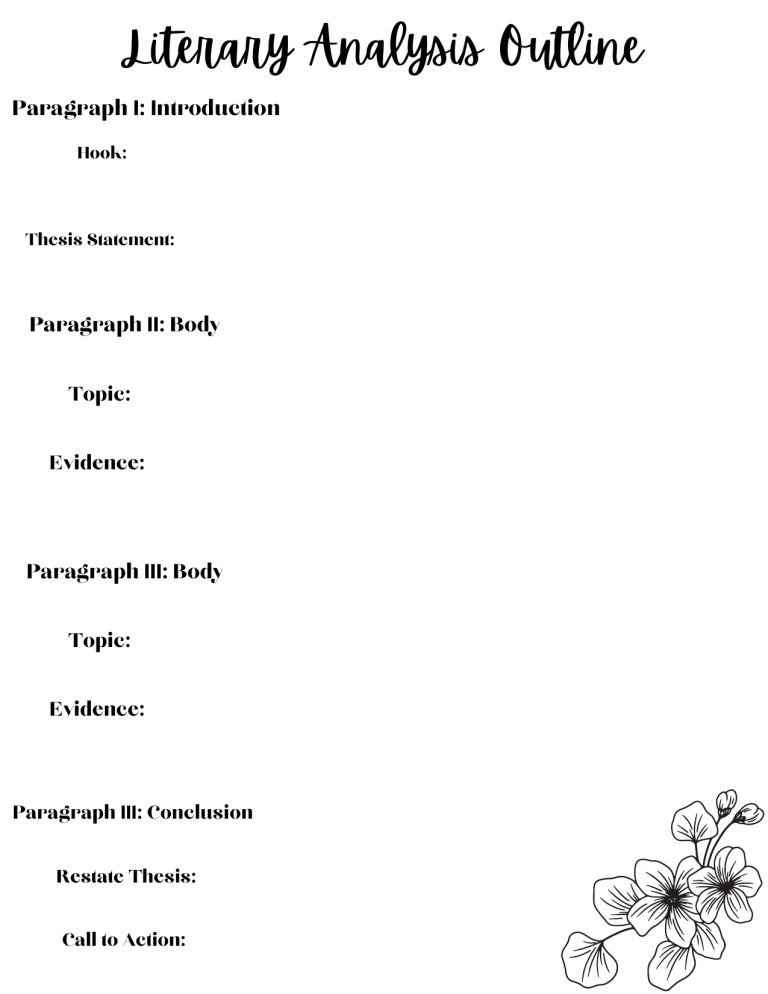 Literary Analysis Outline Template Literary Analysis Outline Template