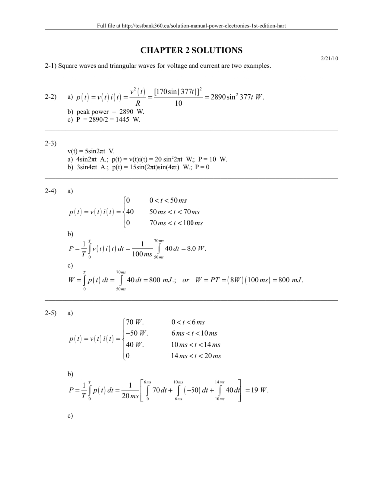 CHAPTER 2 SOLUTIONS CHAPTER 2 SOLUTIONS