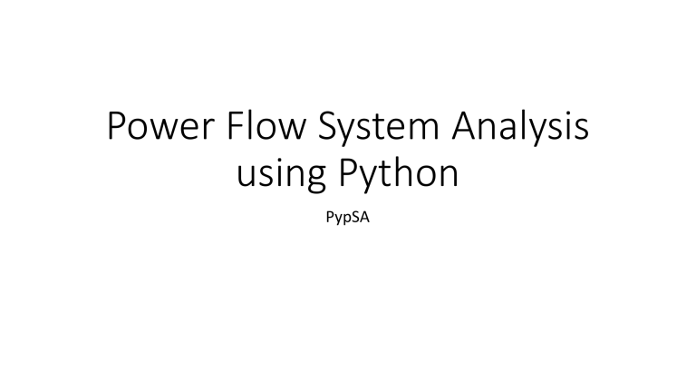 Power Flow System Analysis Pypsa