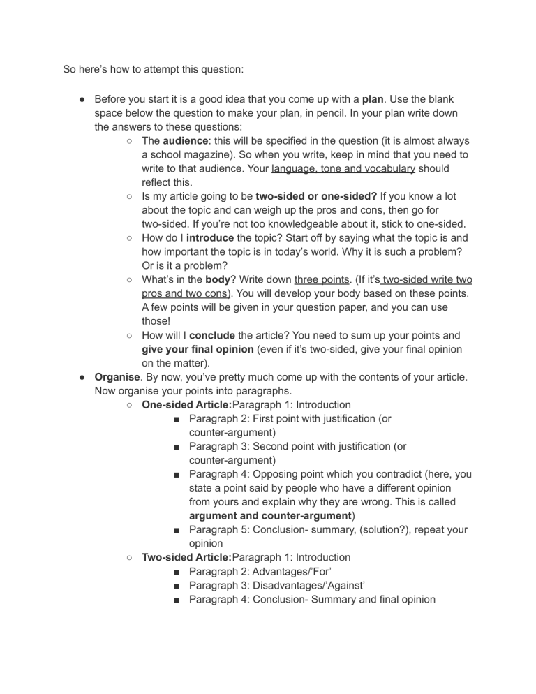 Article Writing Guide