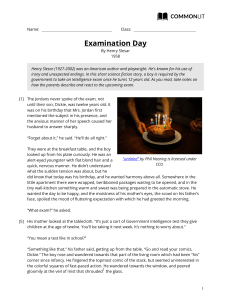 "The Examination" short story with sample questions
