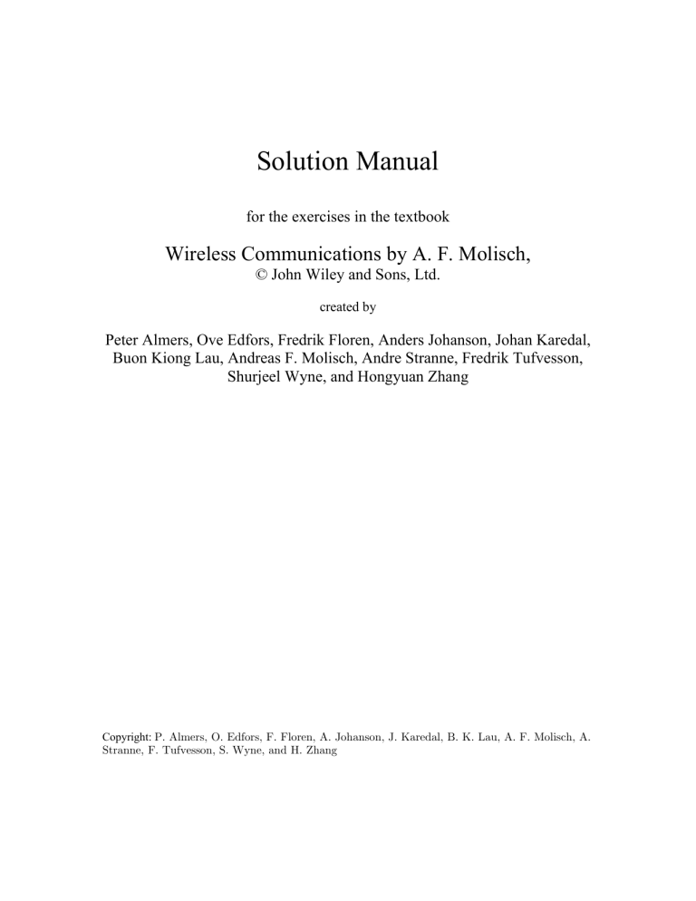 Wireless Communications Solution Manual