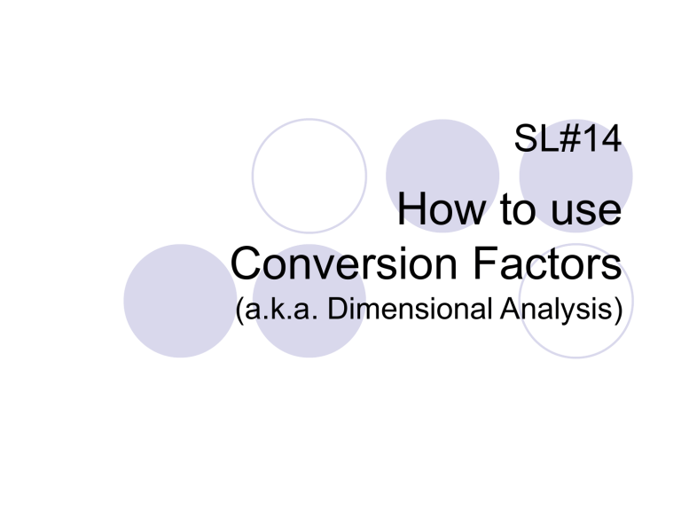 Conversion Factors Dimensional Analysis Guide Conversion Factors Dimensional Analysis Guide