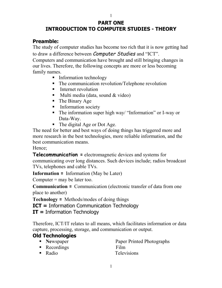 COMPUTER STUDIES THEORY