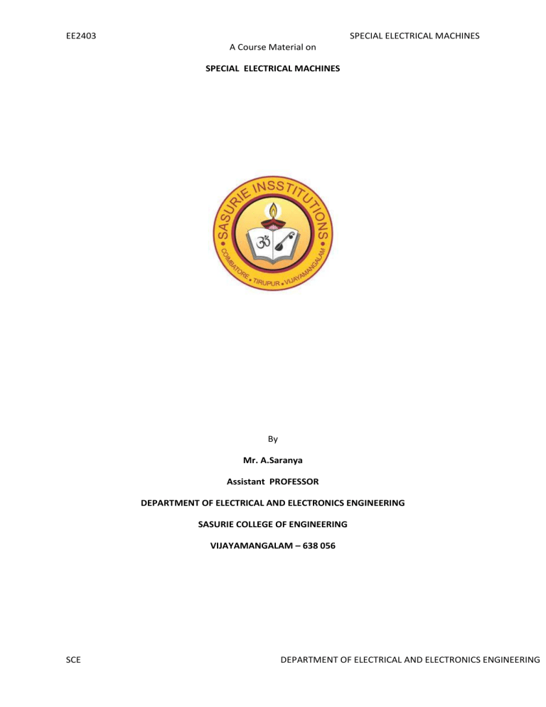 Special Electrical Machines Course Material