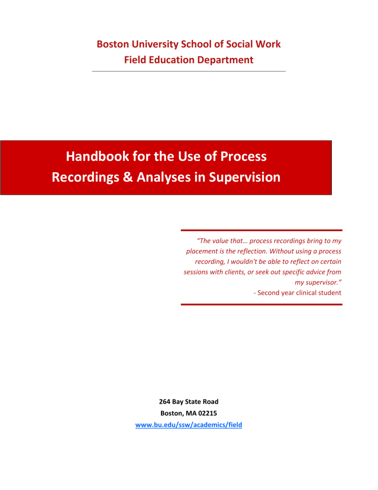 Social Work Process Recordings Handbook