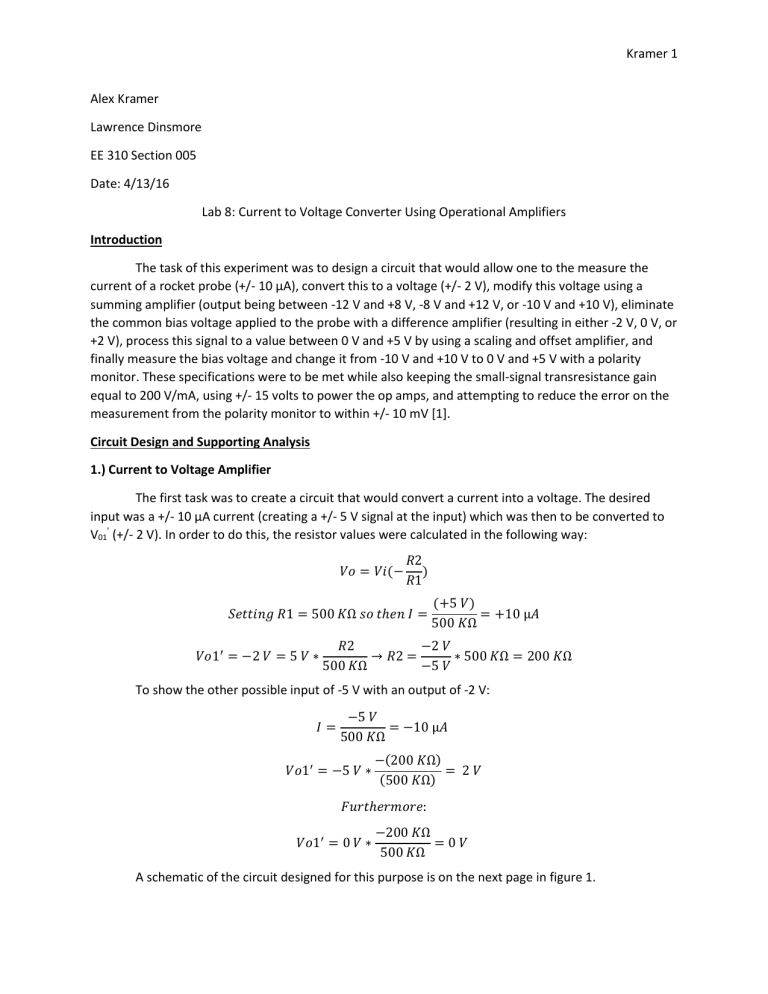 Current-to-Voltage Converter Lab Report