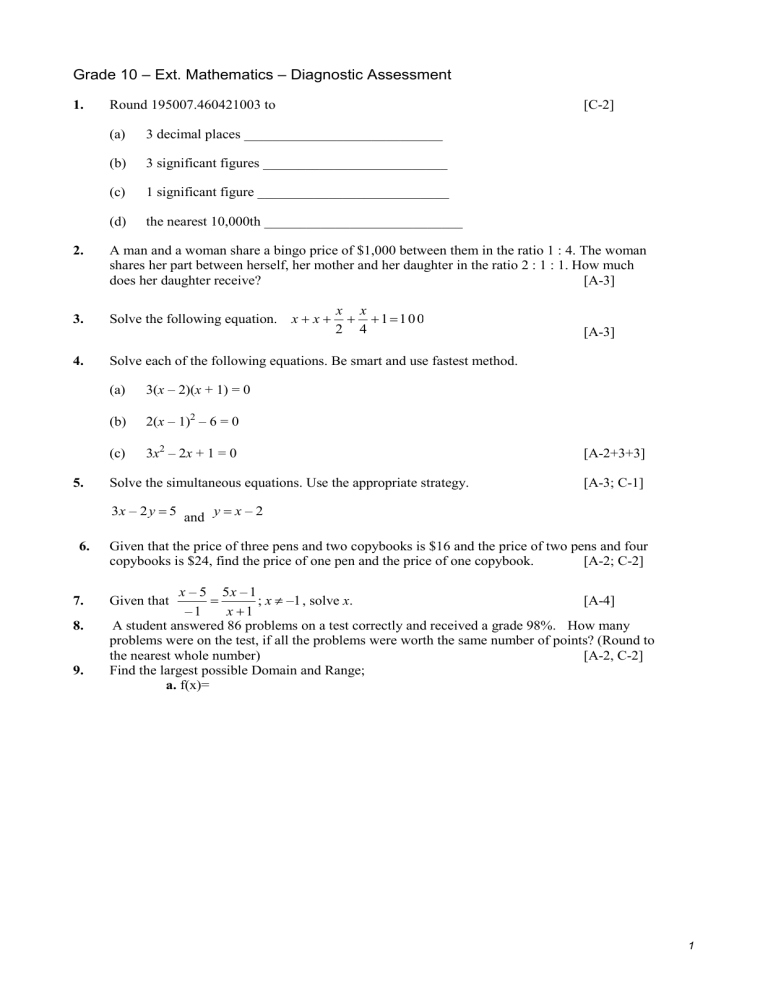 Diagnostic Assessment 