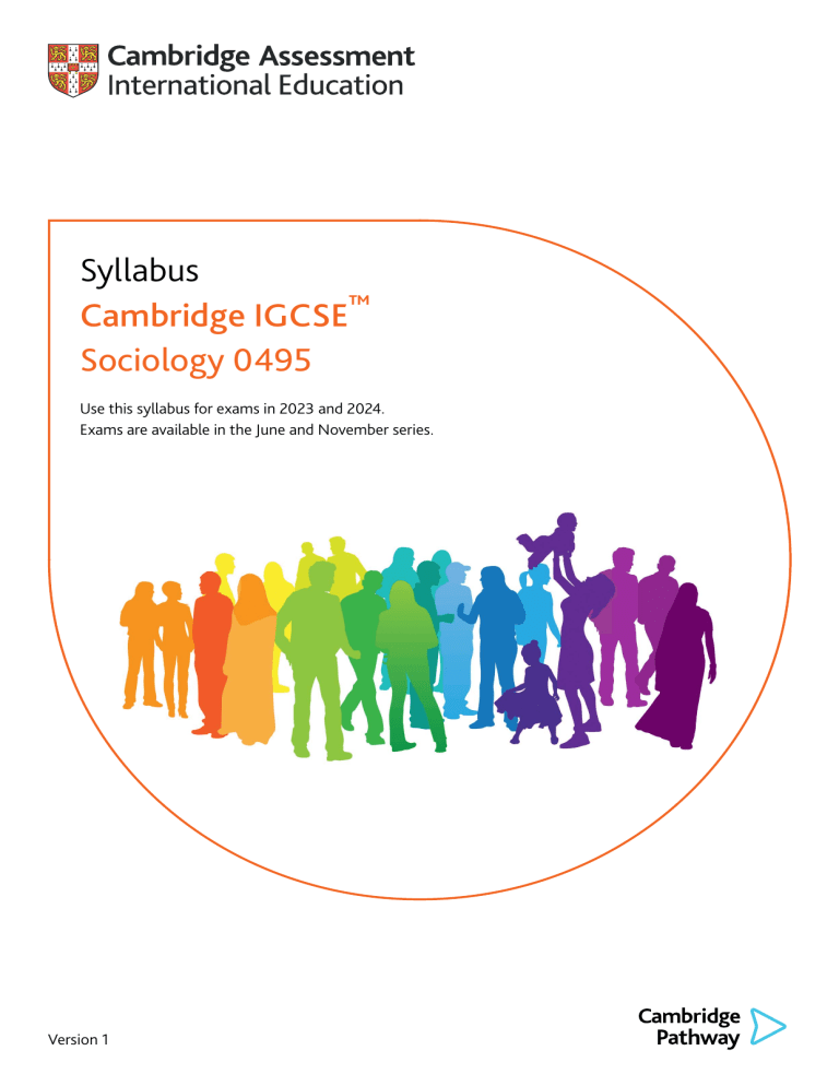 IGCSE 2023 Sociology Syllabus IGCSE 2023 Sociology Syllabus