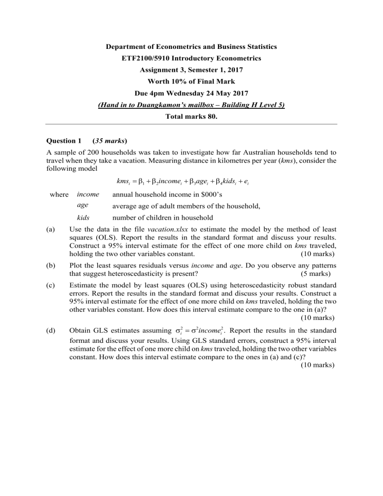Econometrics Assignment: Regression Analysis & Heteroscedasticity