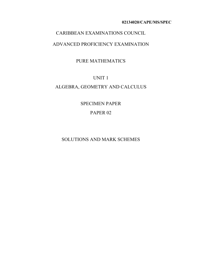 2013 Specimen Paper P2 Mark Scheme