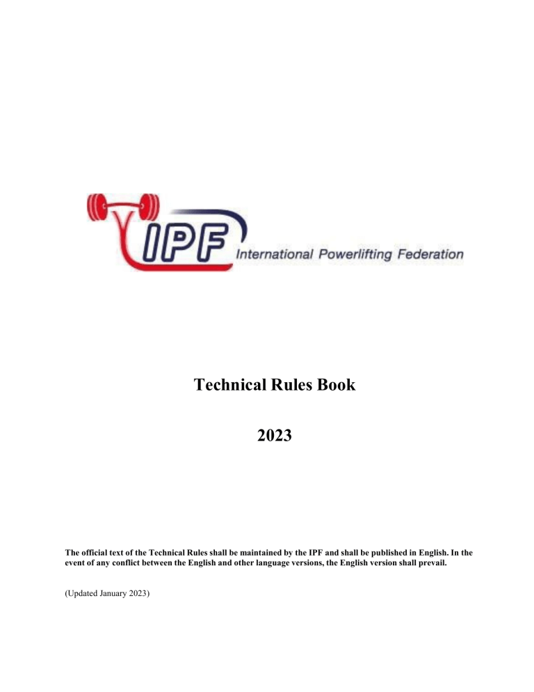IPF Powerlifting Technical Rules Book 2023