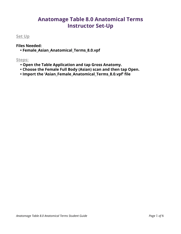 Anatomage Table8 Anatomical Terms Activity Guide