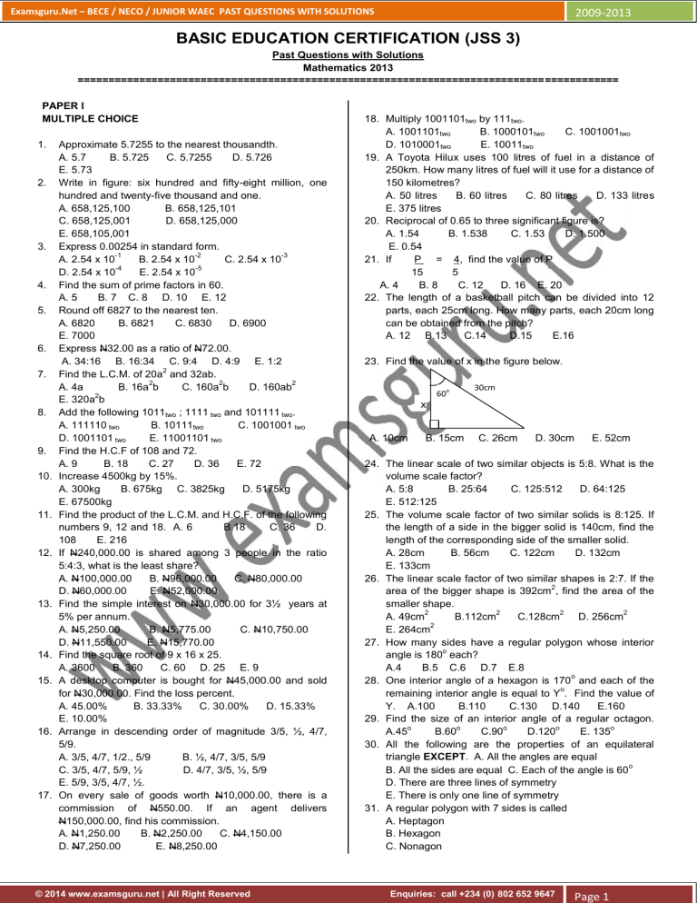 Past Question - Mathematics (pdf.io)