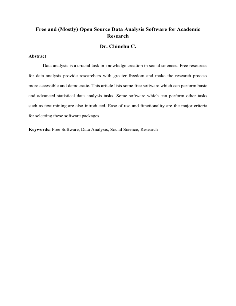 Free Software For Data Analysis