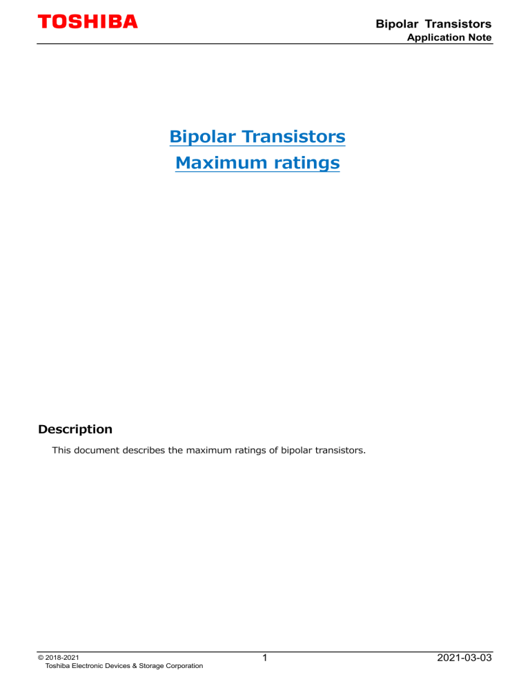Bipolar Transistor Maximum Ratings & SOA - Application Note