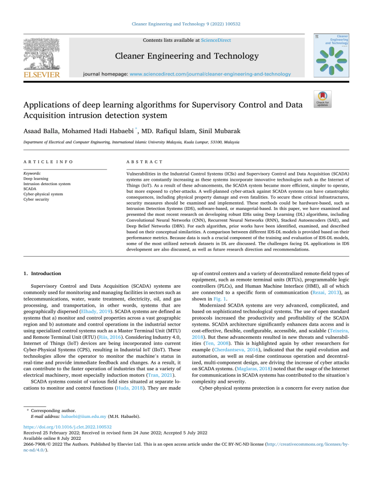 Deep Learning for SCADA Intrusion Detection