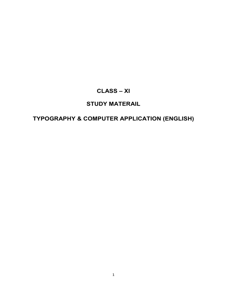Typography & Computer Applications Textbook for Class XI