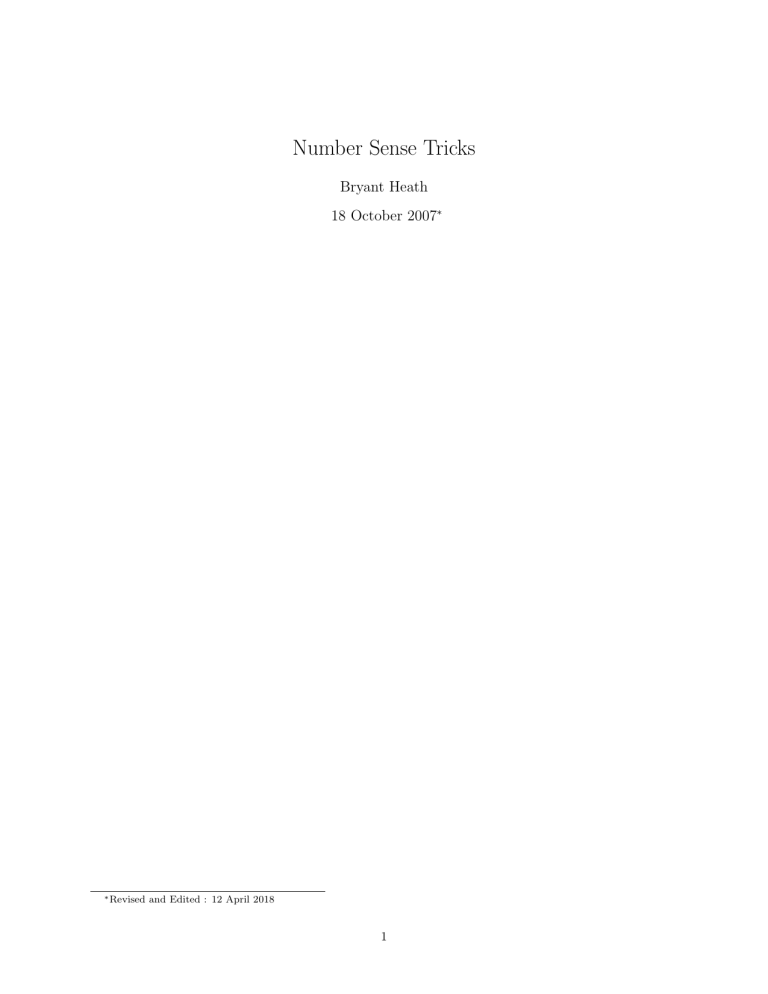 Number Sense Tricks