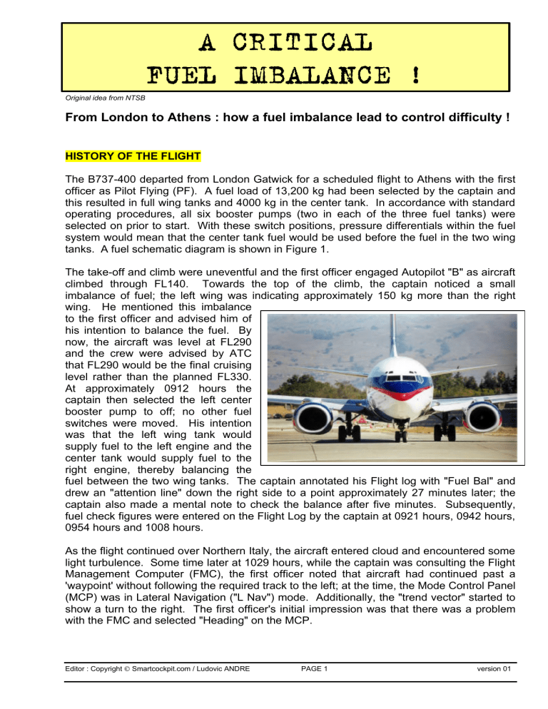 B737 Fuel Imbalance Case Study: London to Athens