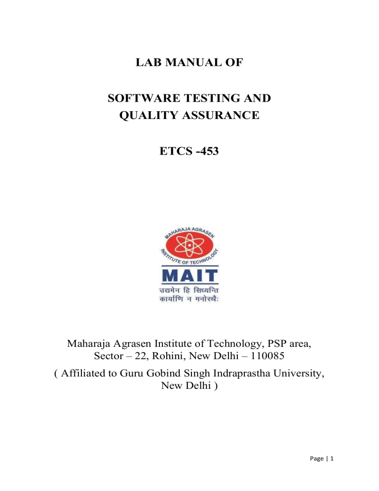 Software Testing Lab Manual