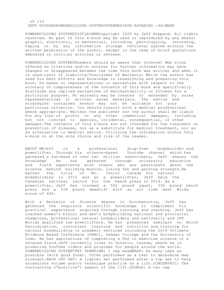 Powerbuilding System: Intermediate-Advanced Training Guide