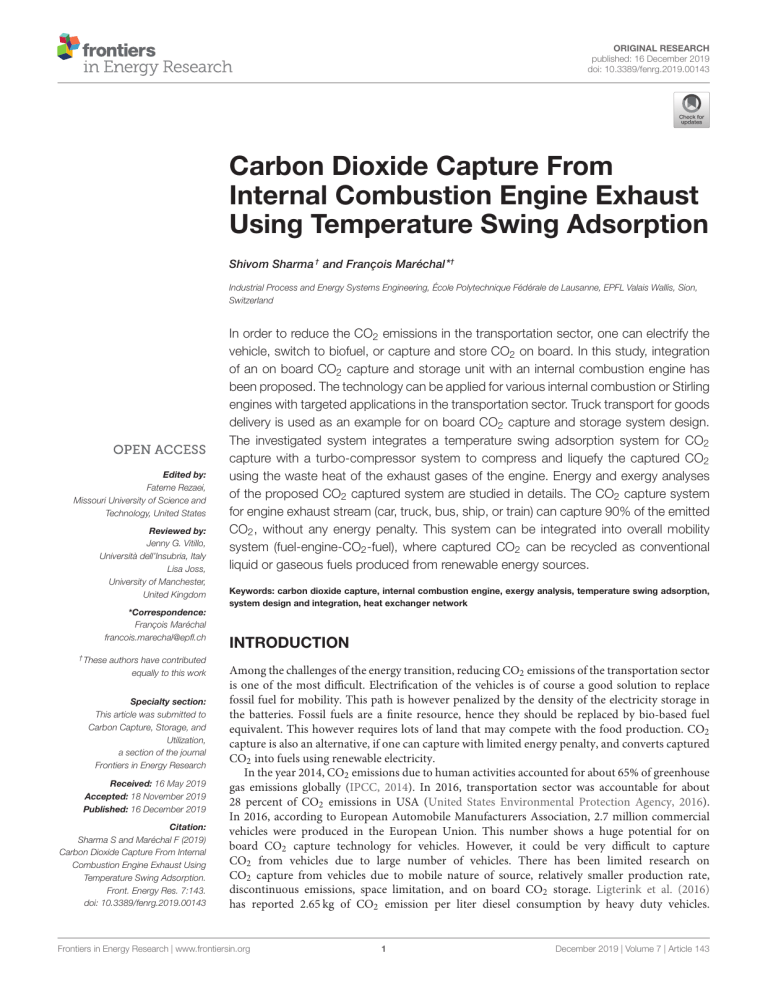CO2 Capture from Internal Combustion Engine Exhaust