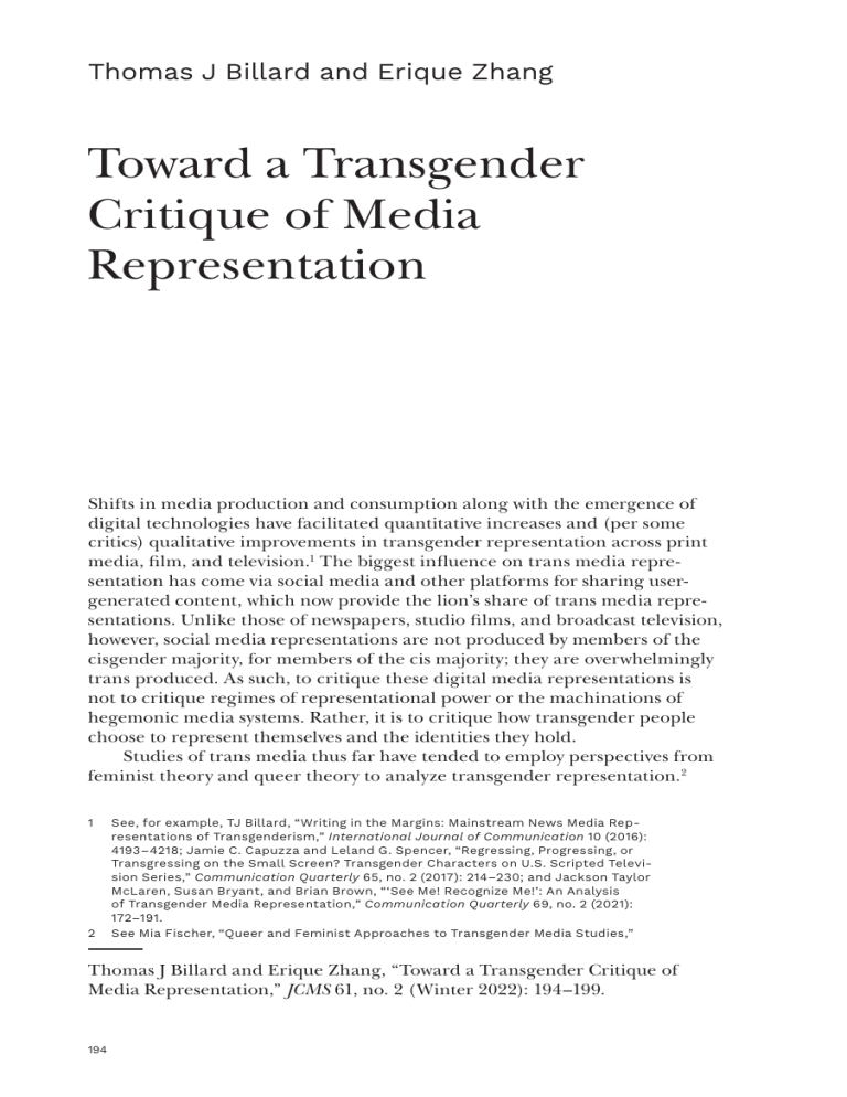 Transgender Media Critique