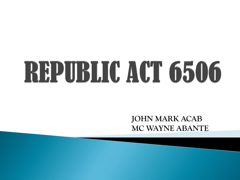 REPUBLIC ACT 6506 REPUBLIC ACT 6506