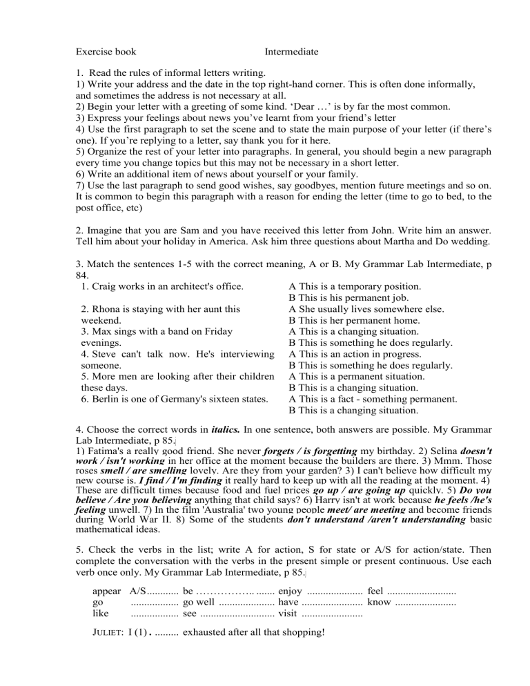 Intermediate Pr Exercise Book