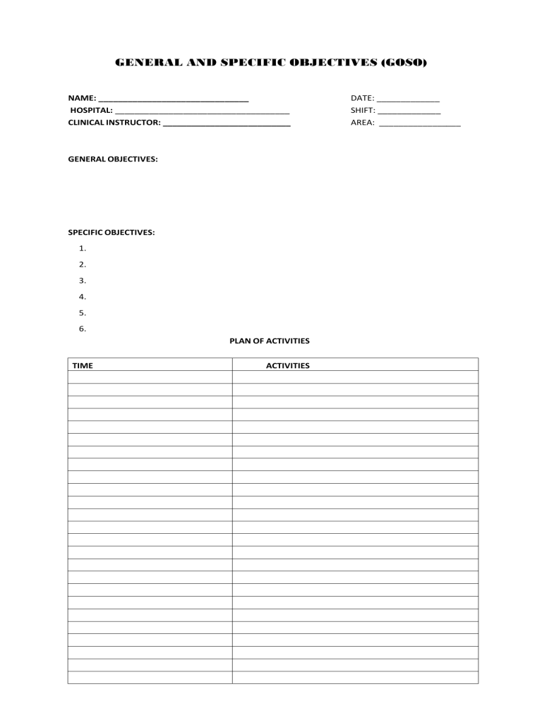GENERAL AND SPECIFIC OBJECTIVES GENERAL AND SPECIFIC OBJECTIVES