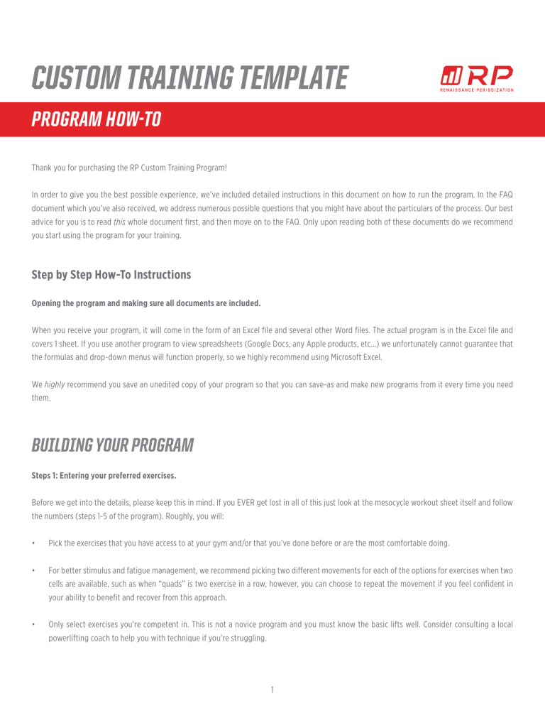 RP Custom Training Template HOW TO