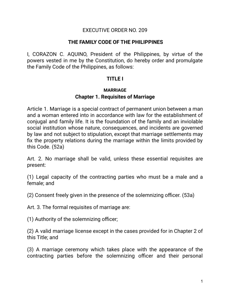 Family Code Of The Philippines