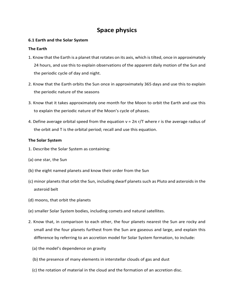 Space Physics Igcse Notes Space Physics Igcse Notes