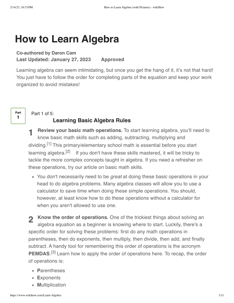 How To Learn Algebra with Pictures WikiHow
