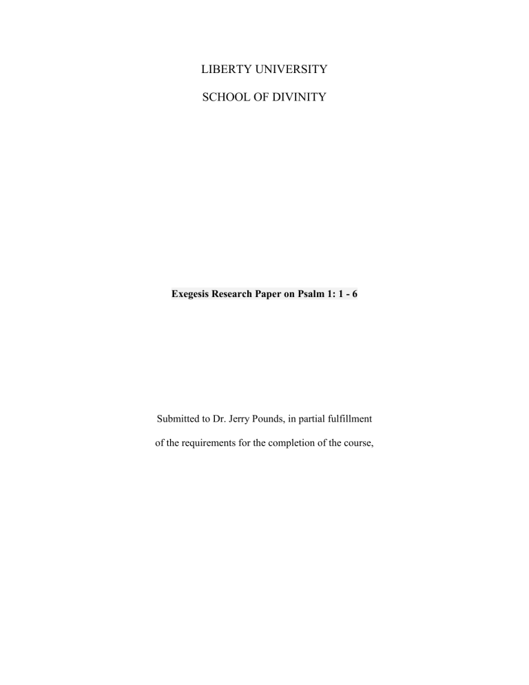 Psalm 1:1-6 Exegesis Research Paper