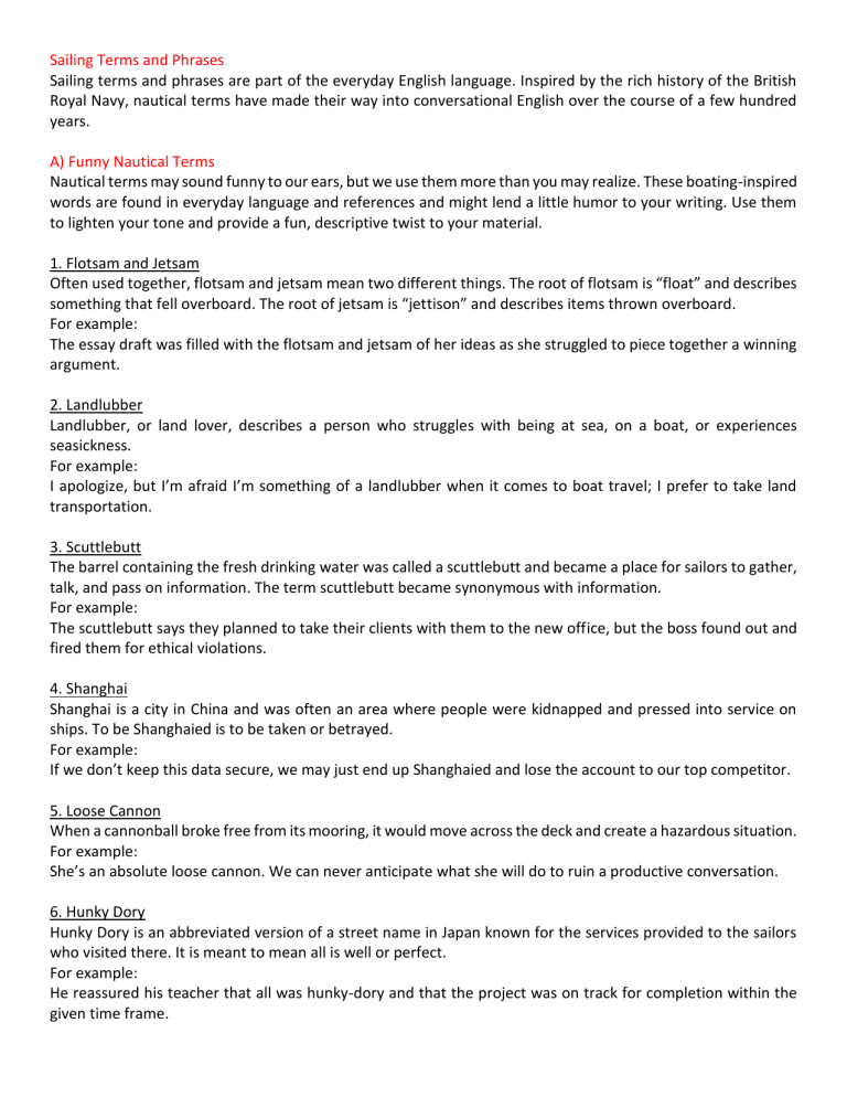 Sailing Terms And Phrases